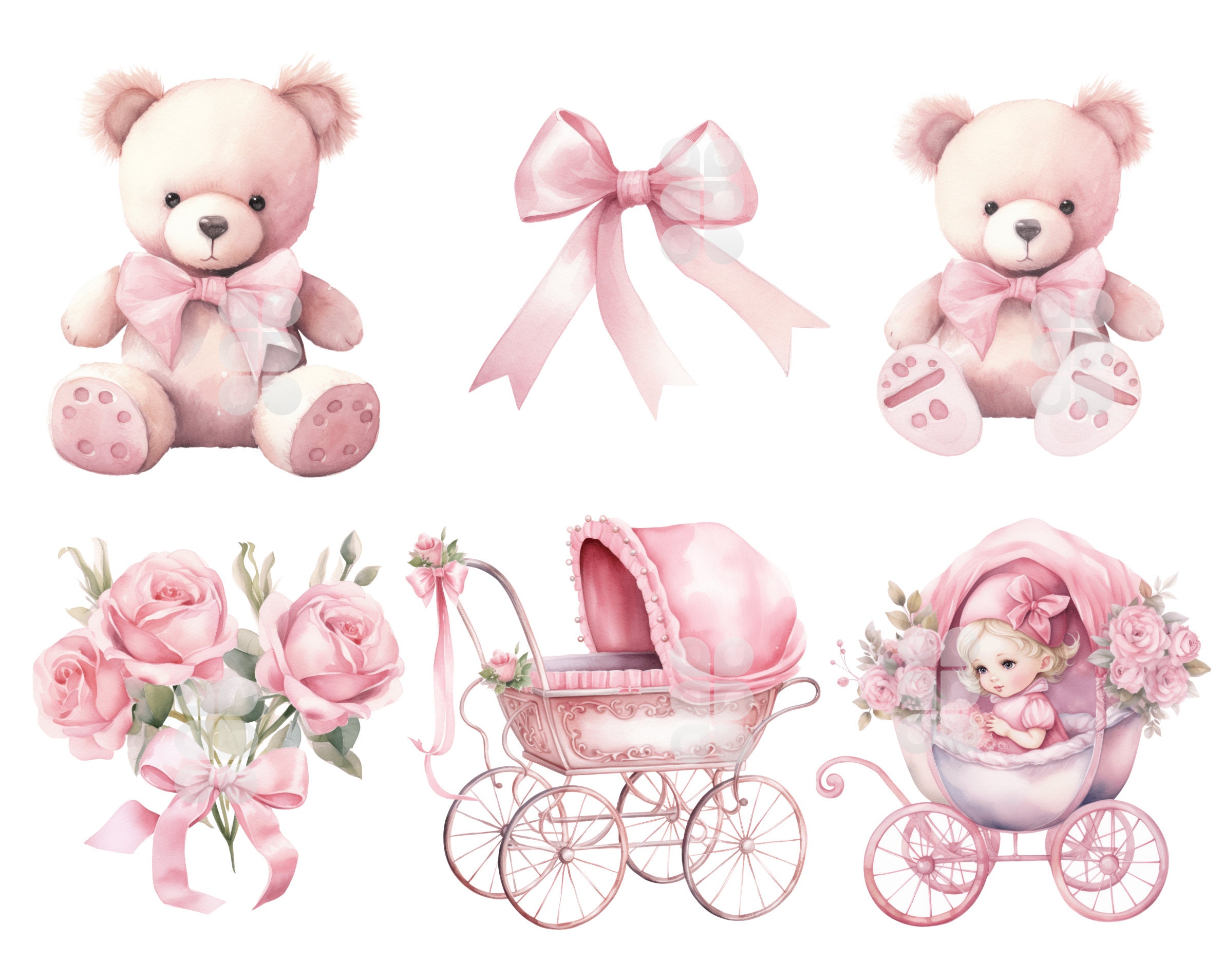 Baby Shower Girl Clipart Pack Baby Girl Clipart Baby Girl - Etsy