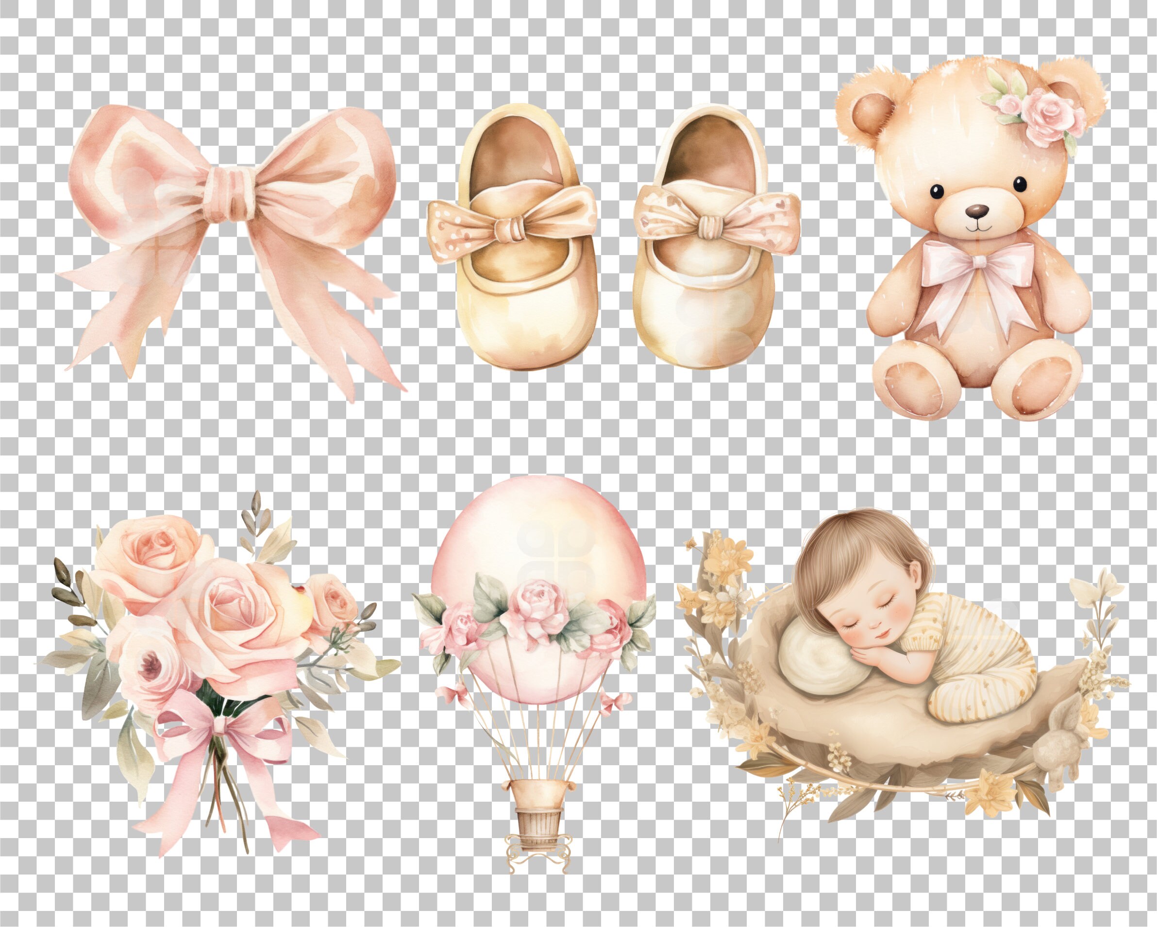 Boho Baby Shower Watercolor Clipart Pack Baby Girl Clipart - Etsy Australia