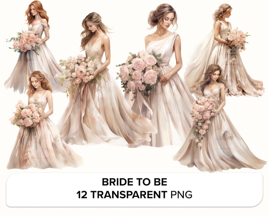 Bride to Be Clipart 12 Watercolor Brides Wedding Stickers - Etsy