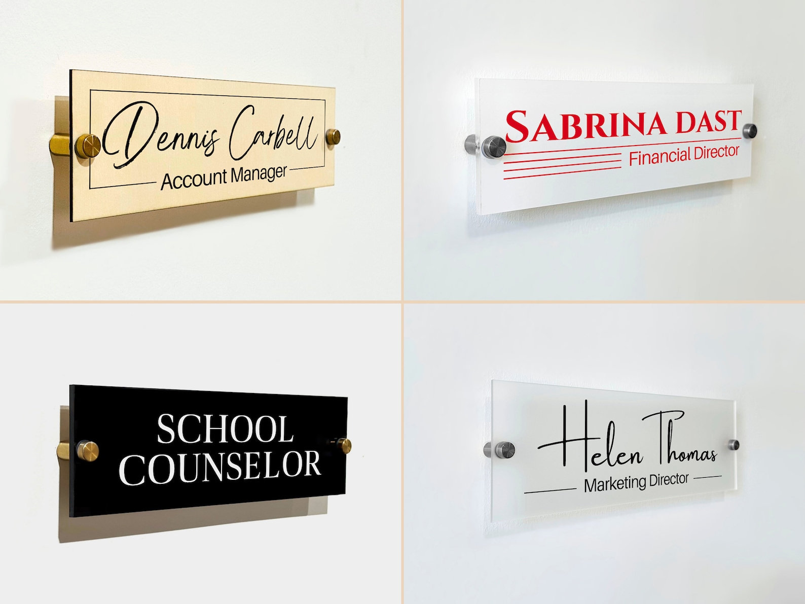 ADD LOGO Office Custom Name Plate Wall Mounted Personalized Sign Office ...