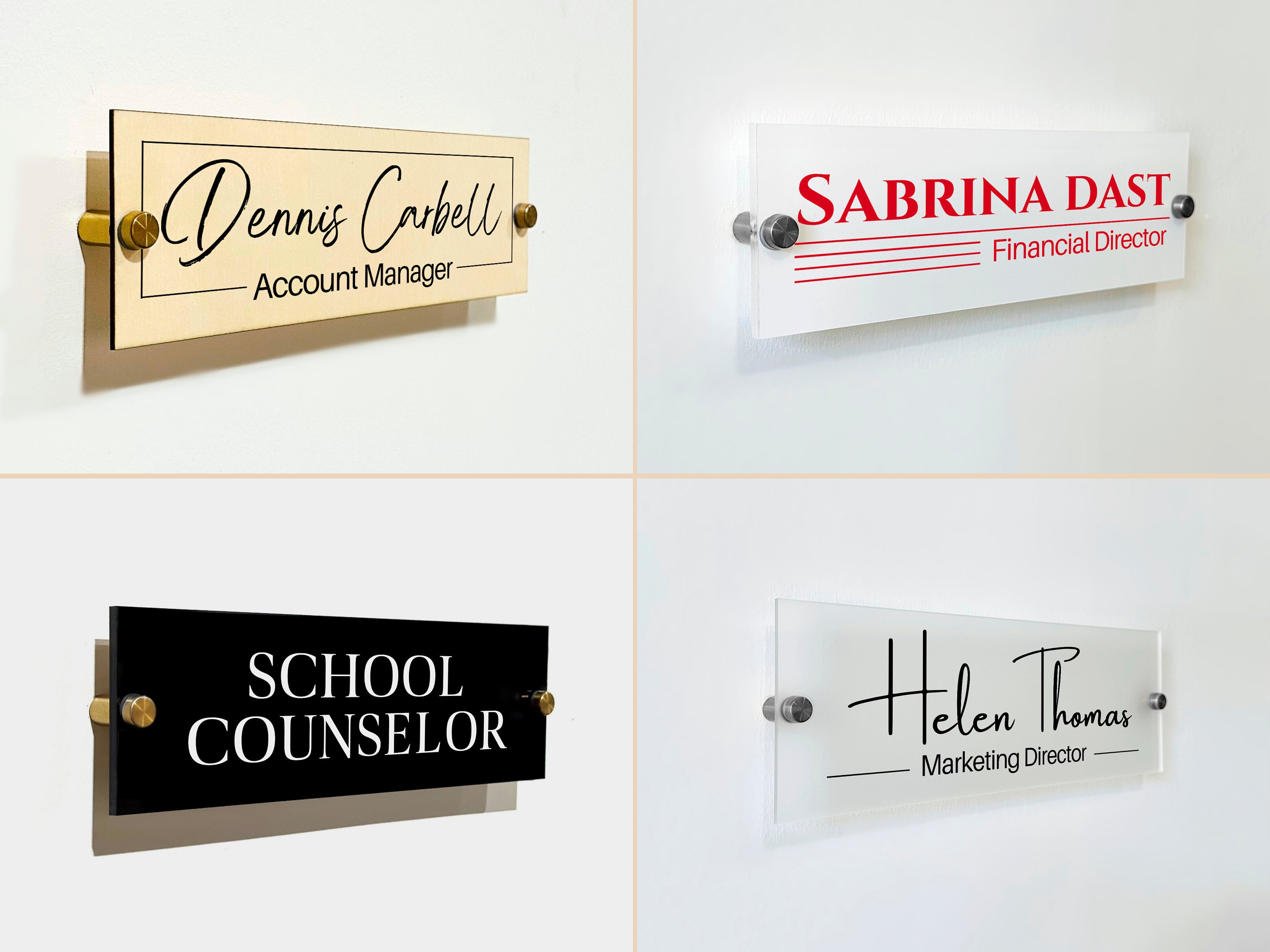 ADD LOGO Office Custom Name Plate Wall Mounted Personalized - Etsy