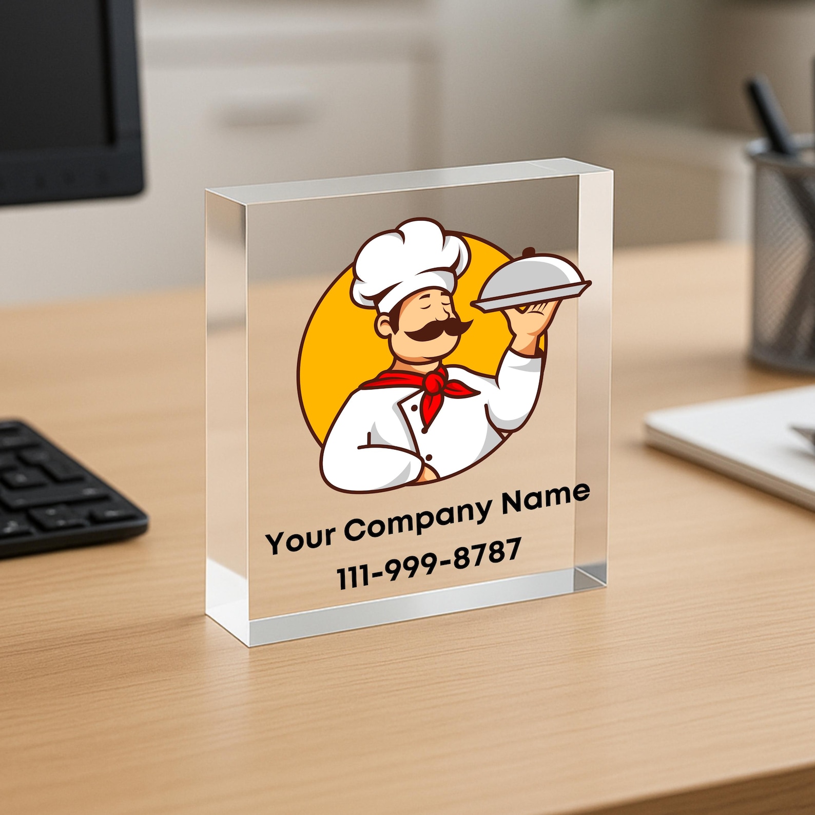 Custom Desk Top Logo Sign – Office Desk Display With Company Logo ...