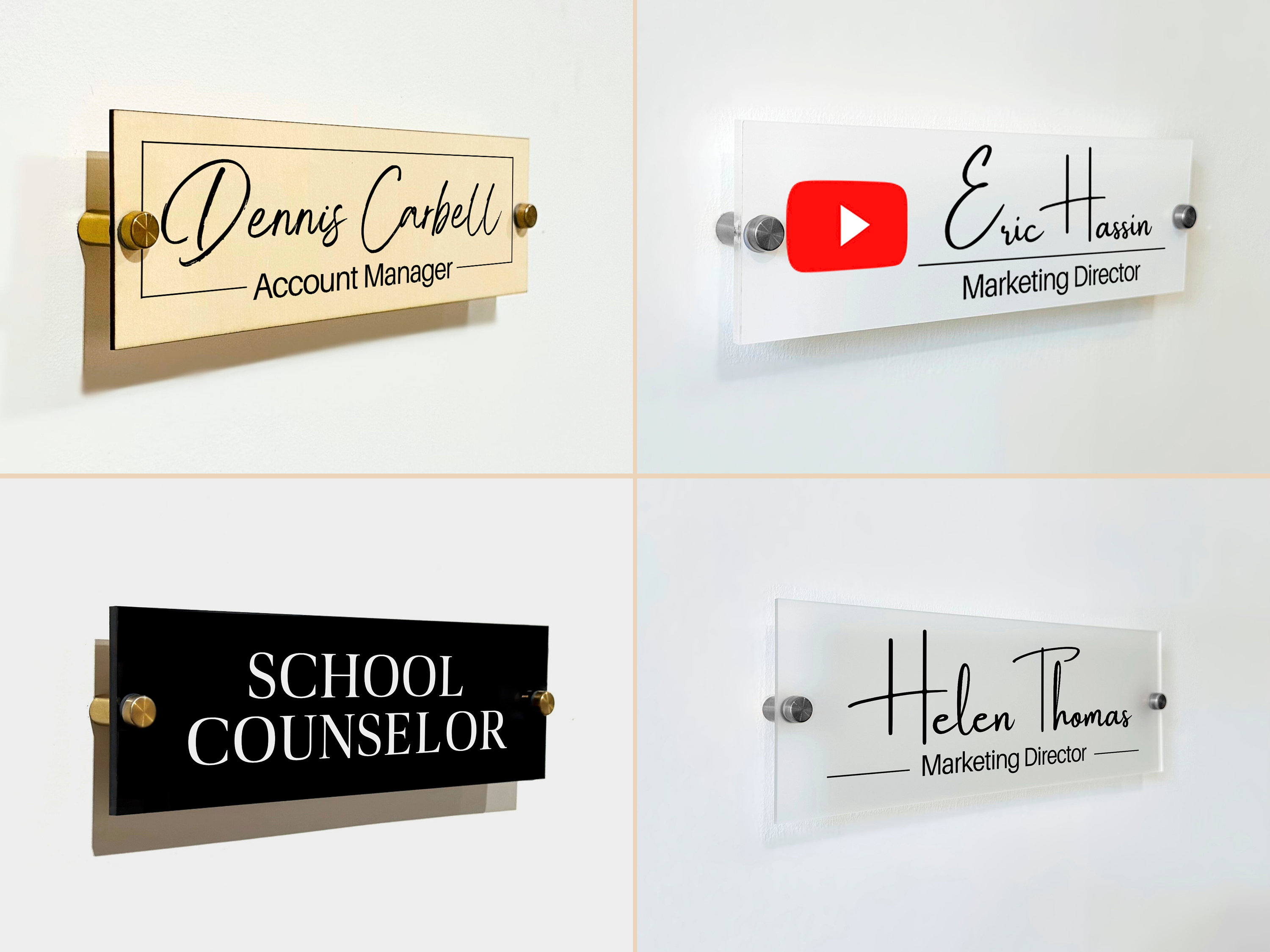 BLACK ACRYLIC Custom Signs for Office Doors - Name Plate Wall Decor ...