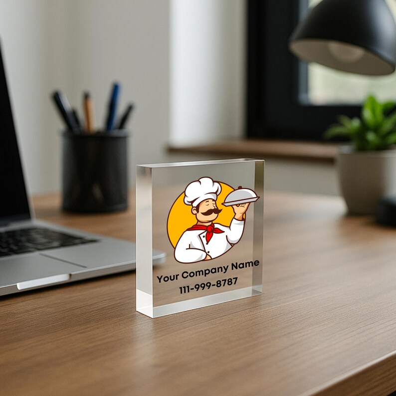 Custom Desk Top Logo Sign – Office Desk Display With Company Logo ...