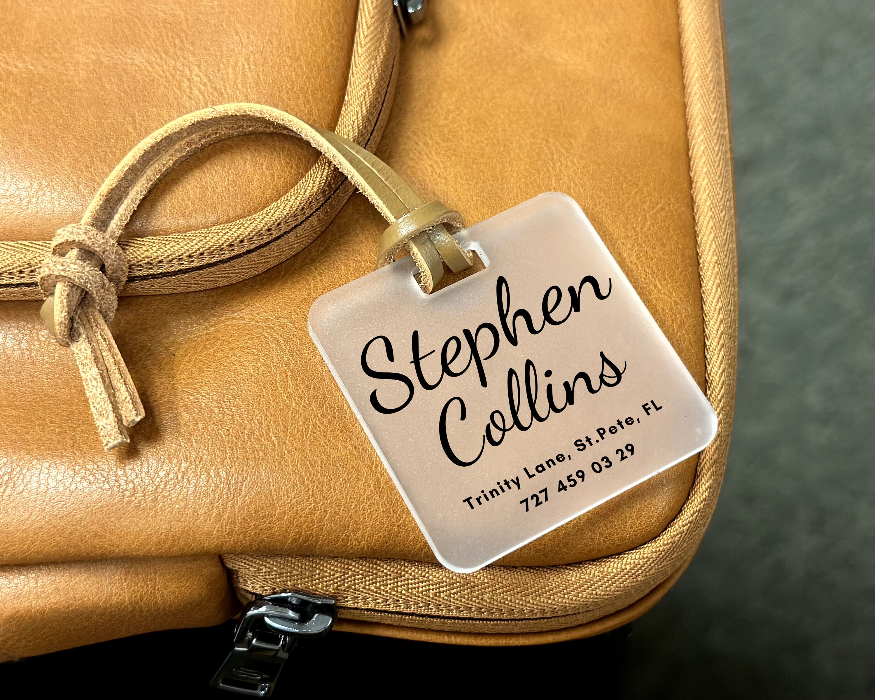 SQUARE Custom Acrylic Bag Tags Executive Tag Bussiness Trip Laptop Case ...