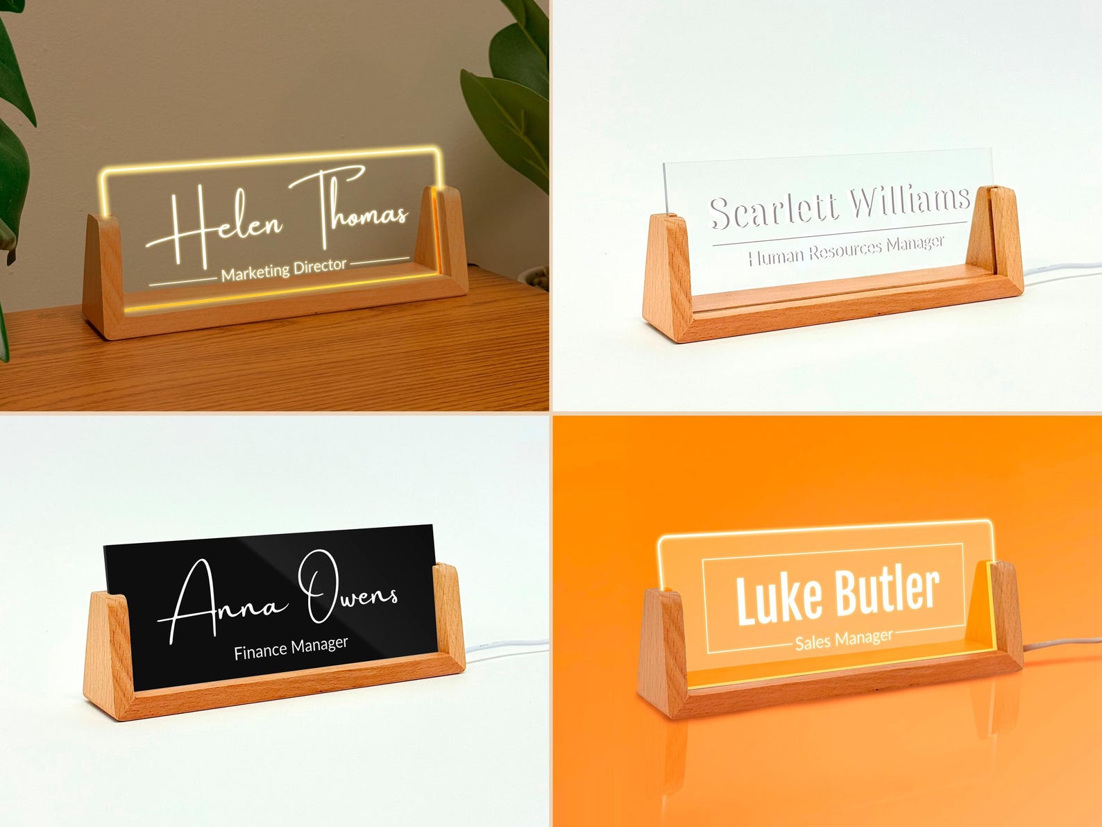 Custom Desk Name Plate With Light Stand and Logo - Perfect Gift for New ...