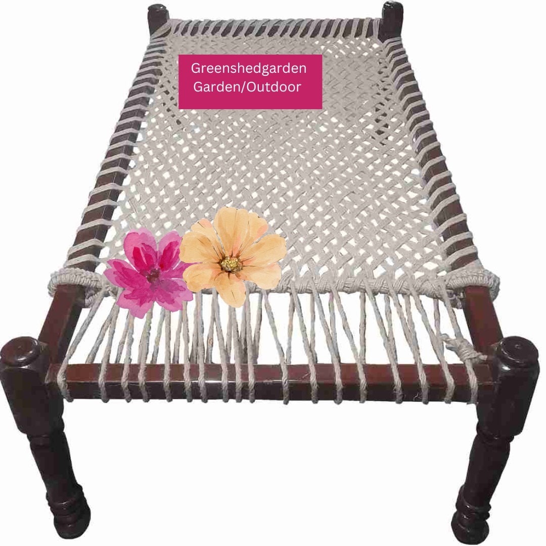 Traditional Indian Charpai indian Daybed white Jute Rope Handcrafted ...