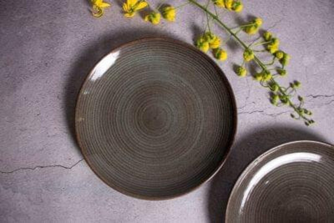 Large Deep Brown Ceramic Serving Plate Ceramic Round Platter - Etsy