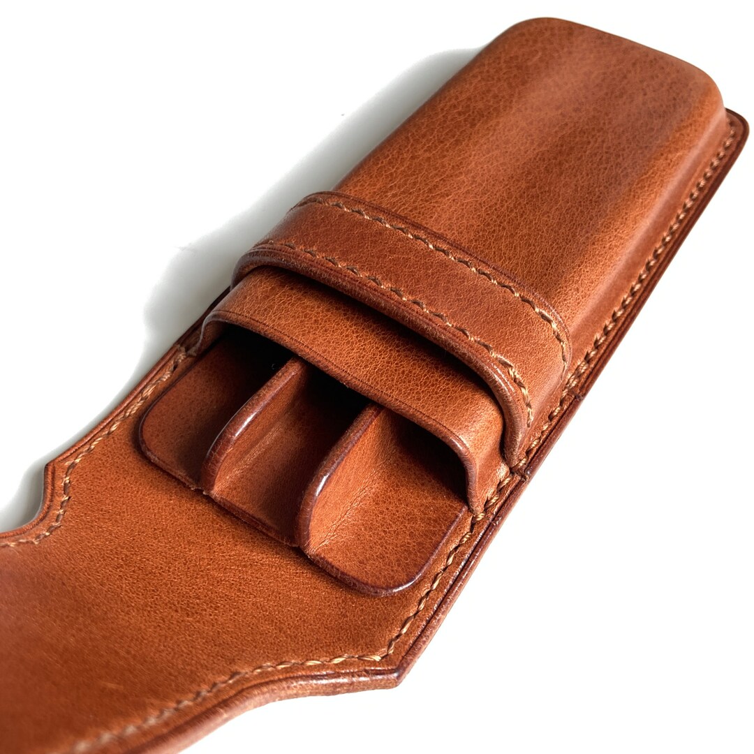 Handcrafted Vegetable Tanned Leather Pen Holder, Personalized Pen Pouch ...