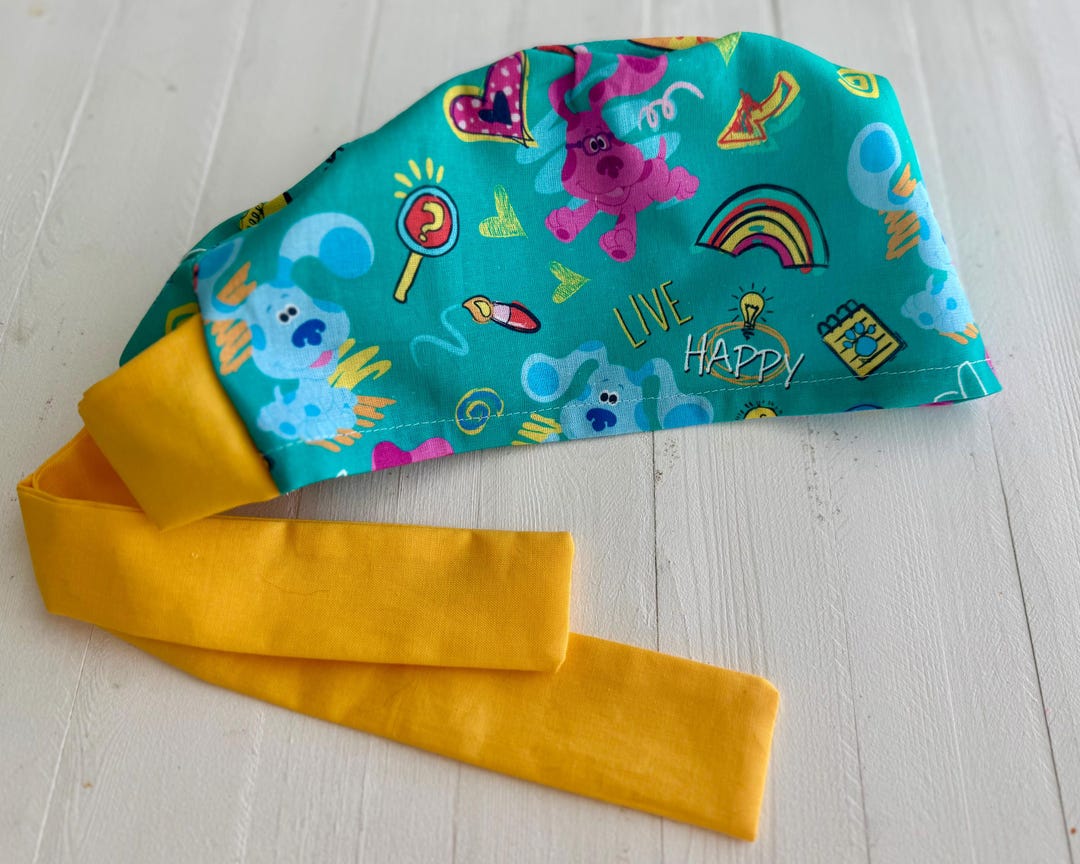 Blues Clues Print Euro Style Surgical Cap for Women, Cute Scrub Hat ...