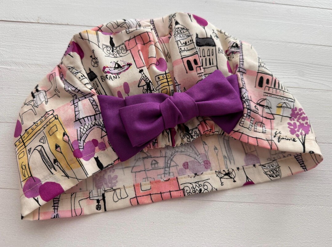 Eiffel Tower Print Euro Style Surgical Cap for Women, French Parisian ...