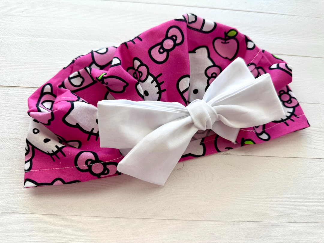 Pink Kitty Print Surgical Scrub Cap: Euro Style Cotton Nurse Hat - Etsy