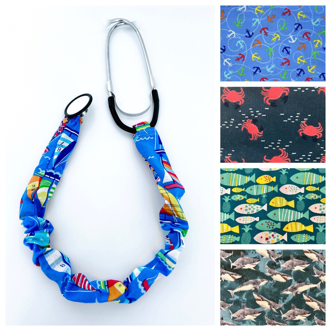 Marine Life Stethoscope Cover: Sailboat, Crab, Fisherman Print - Etsy