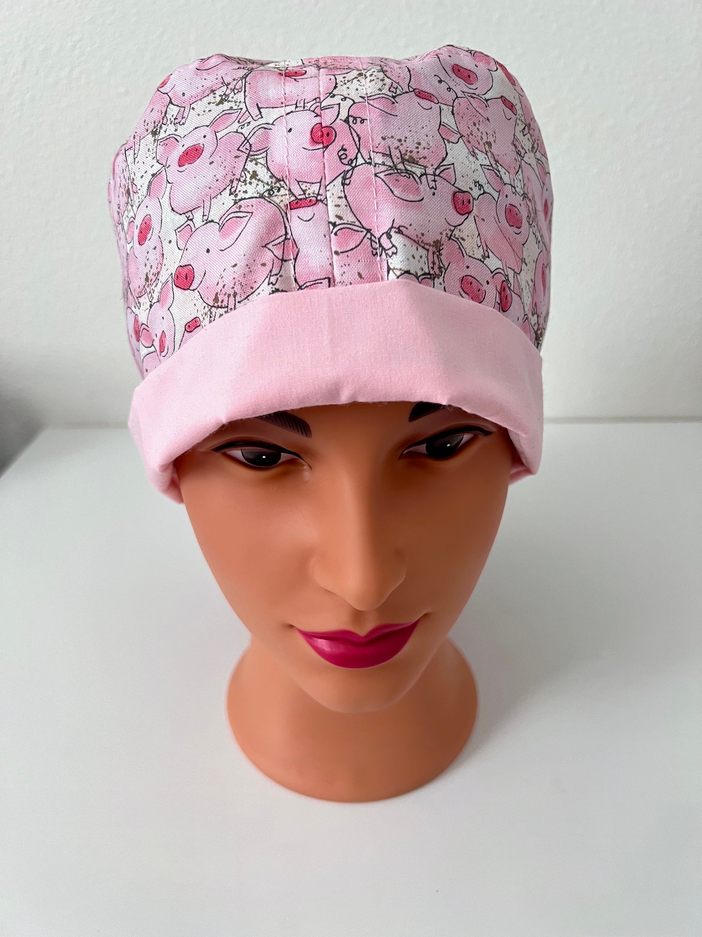Playful Pig Ponytail Scrub Hat, Surgical Cap for Women With Ponytail ...