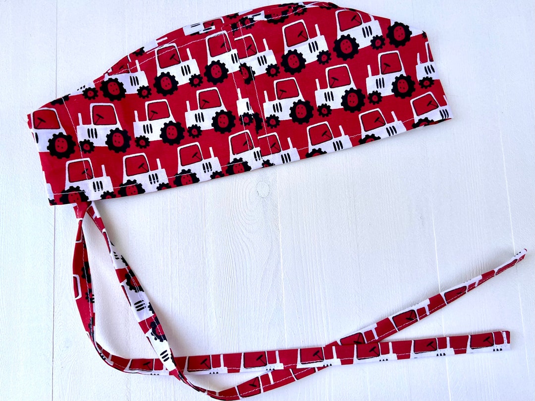 Red Tractor Print Scrub Cap: Cotton Unisex Surgical Hat - Etsy