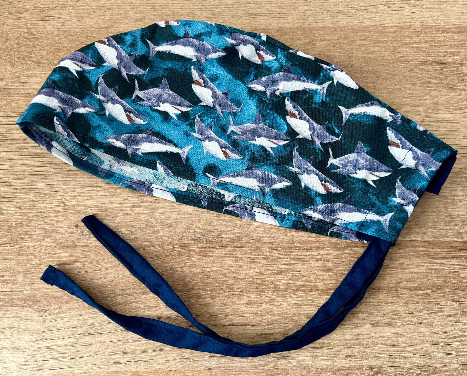Shark Scrub Cap With Drawsting Ties, Men's Scrub Hat With Sharks, Jaws ...