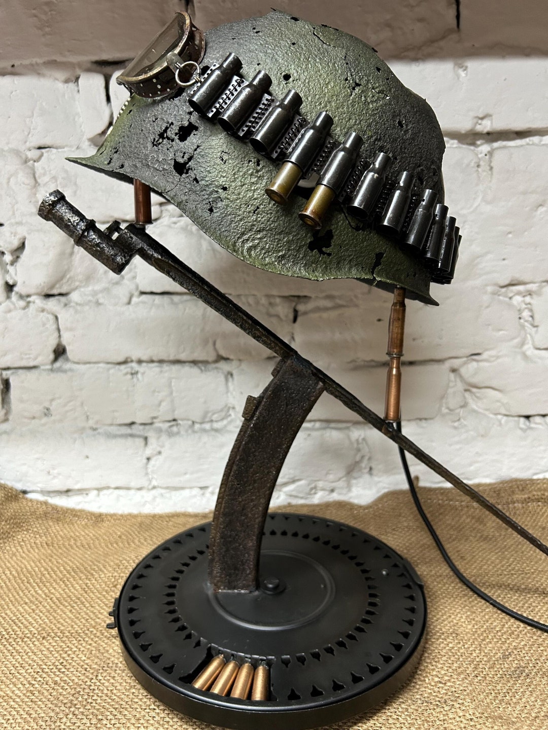 SOLD Battle Helmet Relic Lamp Lighting Decoration Replica Prop WW2 ...