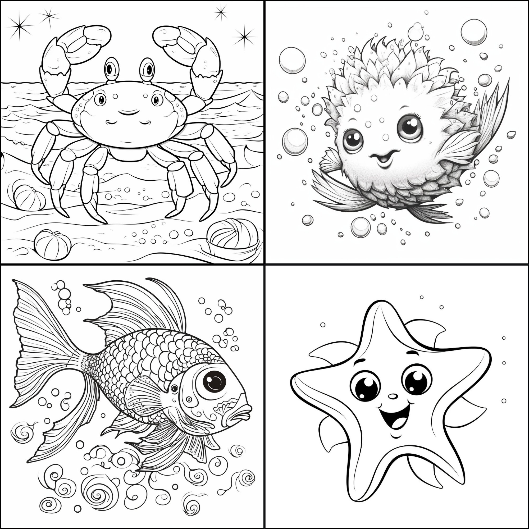 120 Sea Animals Pages Printable Coloring Book Kids - Etsy