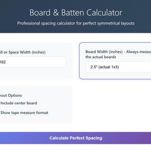 Board and Batten Spacing Calculator: DIY Wall Paneling Layout (digital ...