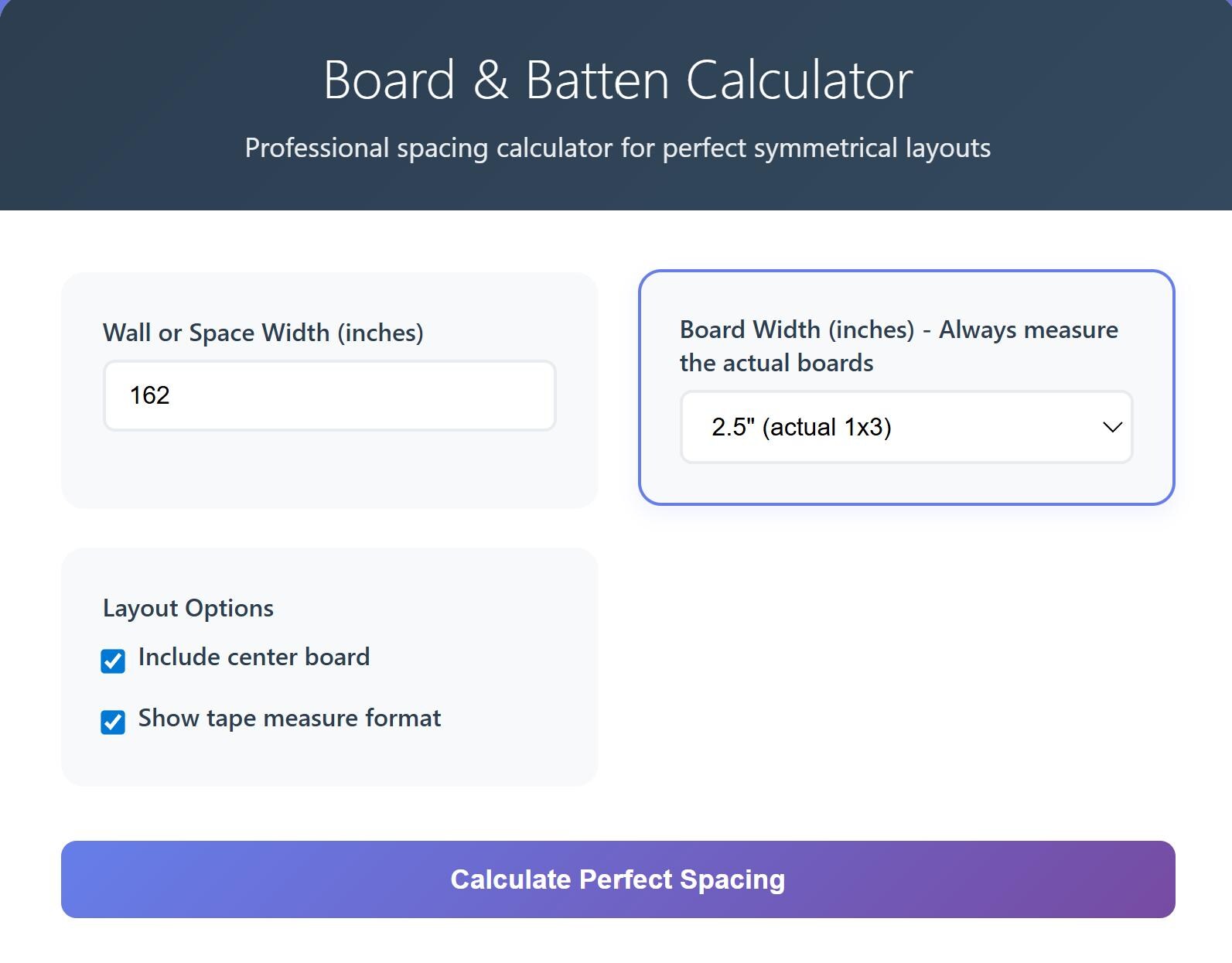Board and Batten Spacing Calculator: DIY Wall Paneling Layout (digital ...
