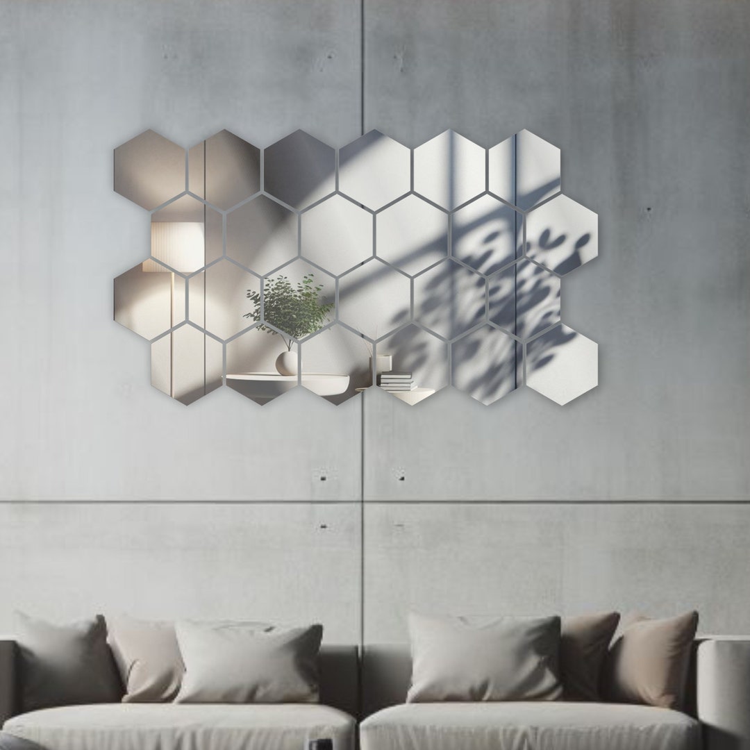 24 Piece Mirrors in Honeycomb Shape Hexagon Shape Mirror Wall Decal ...