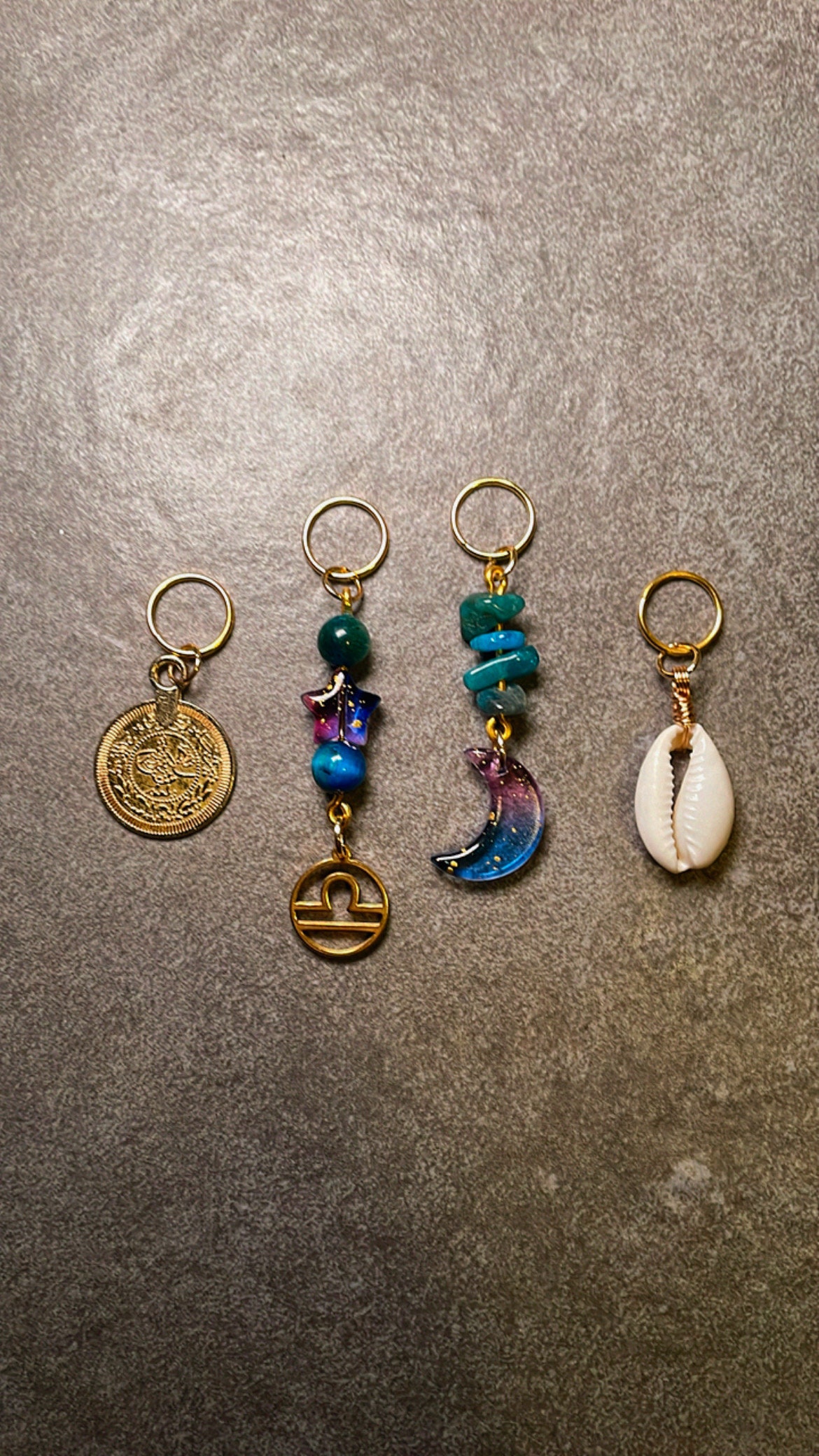 4 Piece Moon & Stars Zodiac Gemstone Crystal Loc Jewellery Set ...