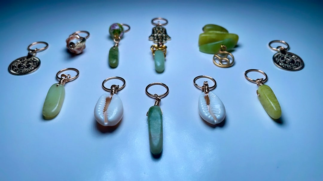 11PCS Zodiac Green Crystal Loc Jewellery Set, Gemstone Dreadlock Hair ...