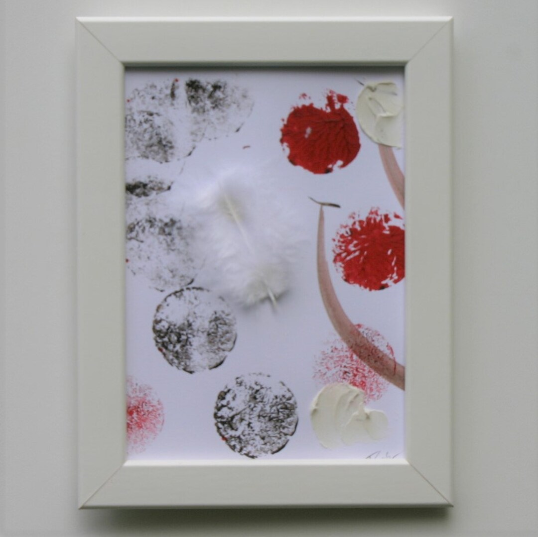 Planets With Feather Framed Original Mixed Media Collage by Pascal ...