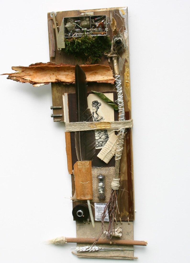 Deus Ex Machina 2 Original Mixed Media Collage by T. Kessler Assemblage Artwork, Abstract Art ...