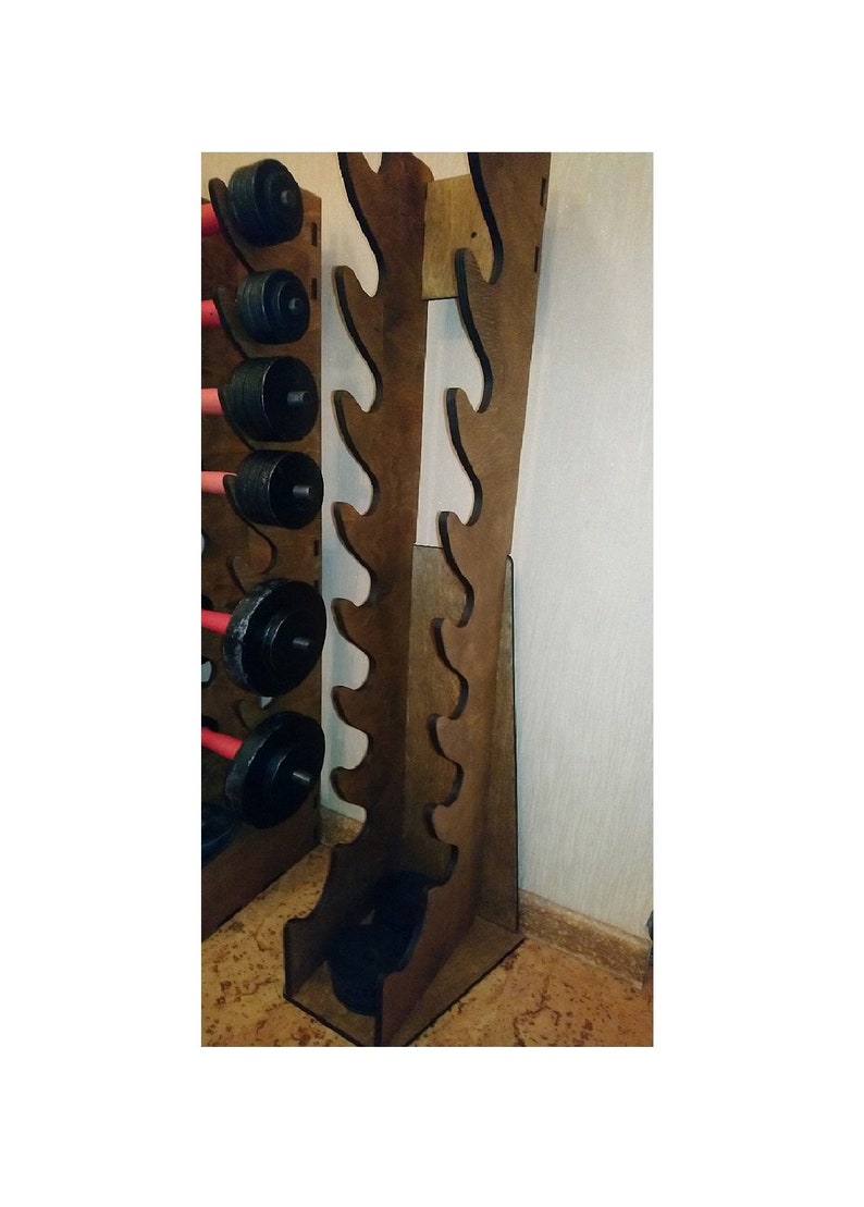 Wall Mounted Wooden Dumbbell Rack, Laser Cut Dumbbell Stand, Home Gym ...