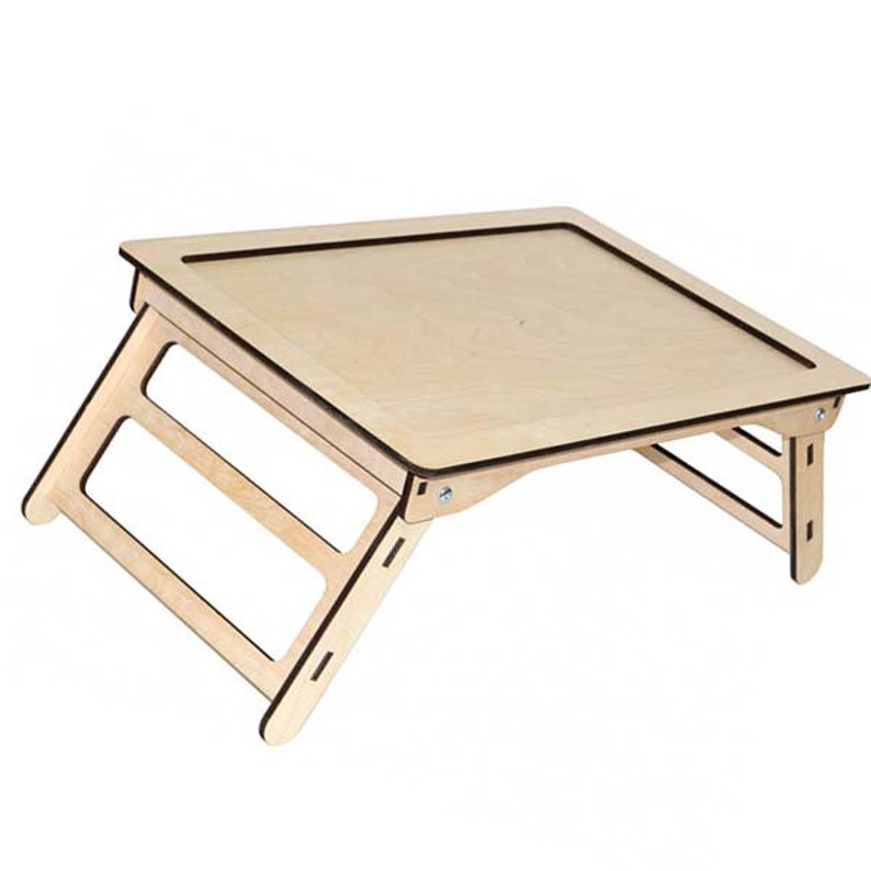Laser Cut Wooden Folding Breakfast Table Portable Laptop Desk Bed ...