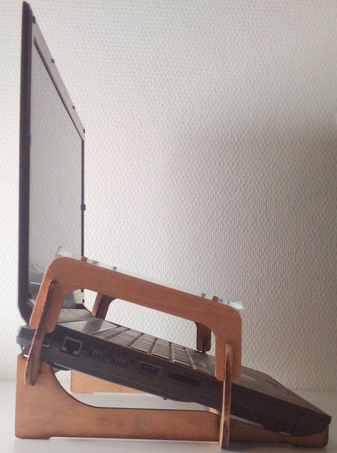Wooden Laser Cut Laptop Stand With Handles and Plexiglass Keybord Shelf ...