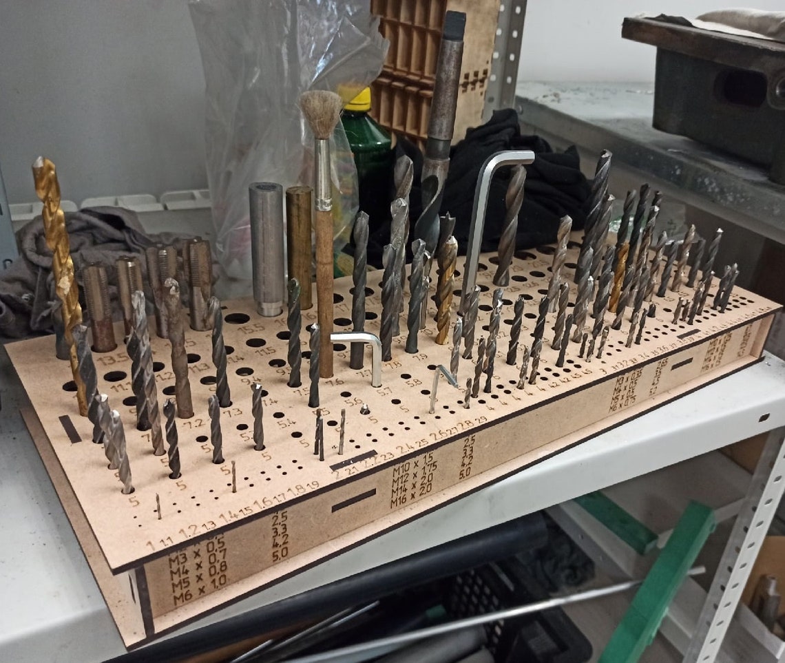 Wooden Drill Bit Organizer Laser Cut Drill Bit Storage Rack Vector ...