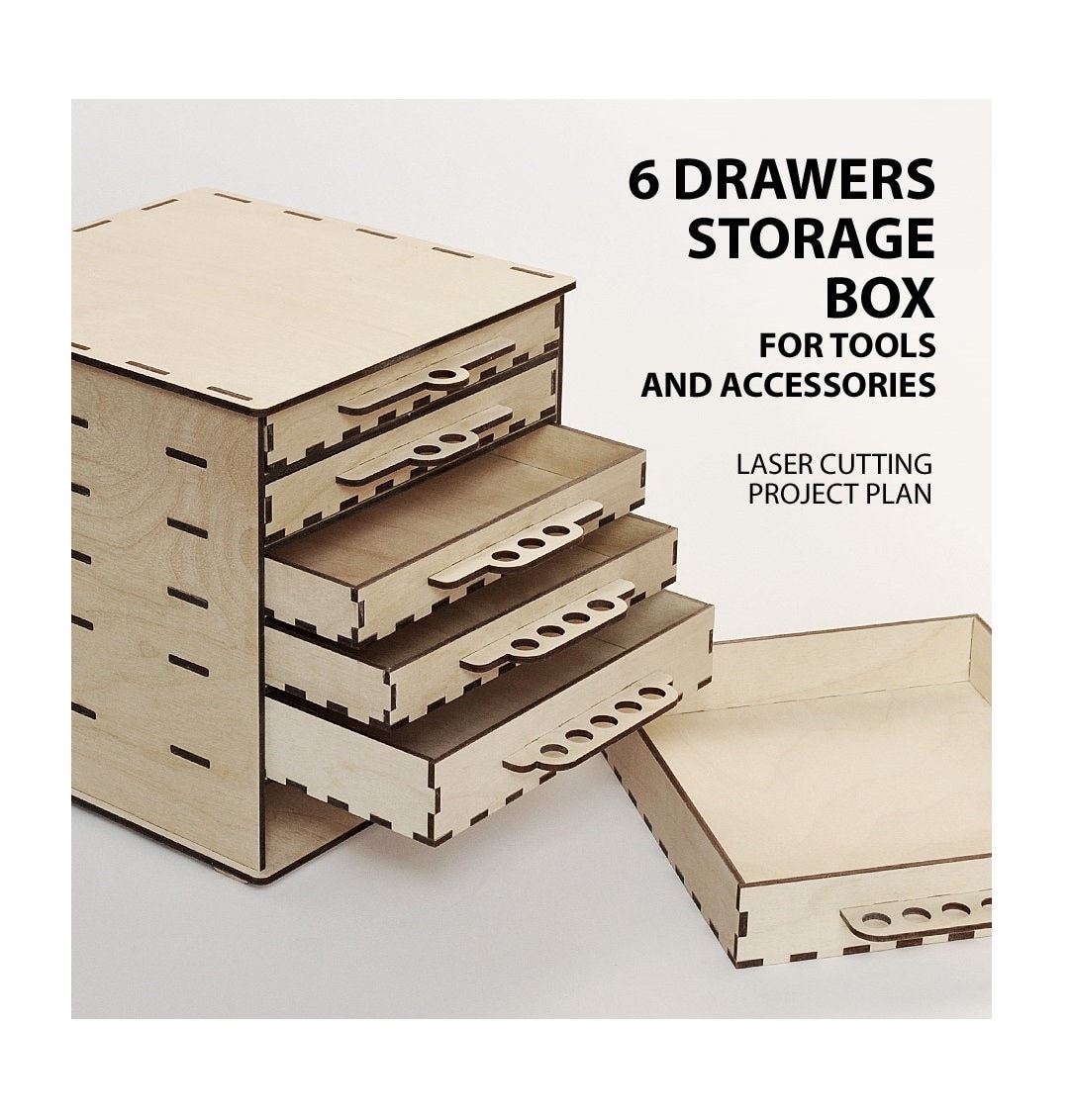 Wooden Storage Box Organizer for Tools and Accessories, Laser Cut ...