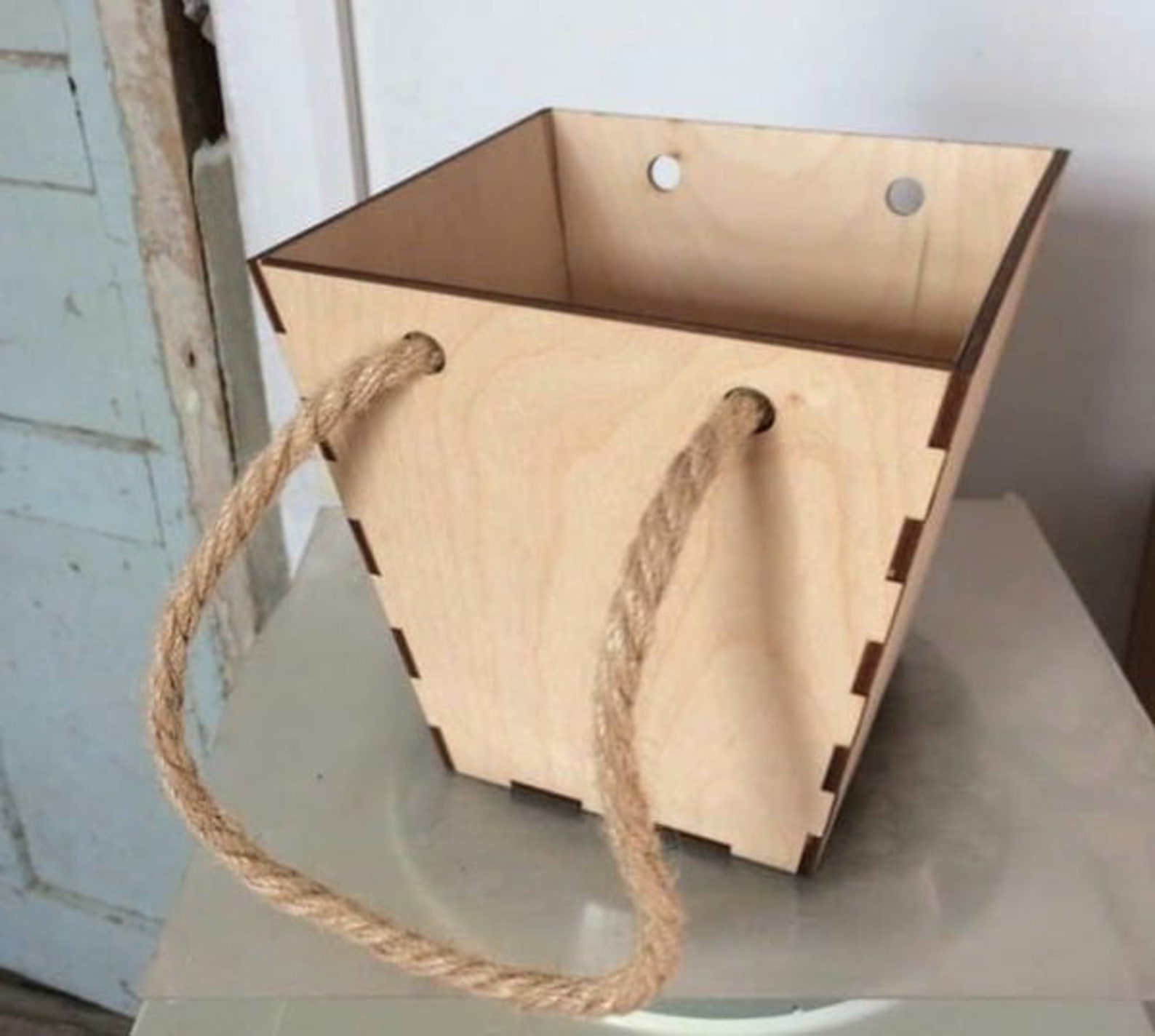 Simple Classic Wooden Tree Pot Pattern 3mm Laser Cut Square Flower Pot ...