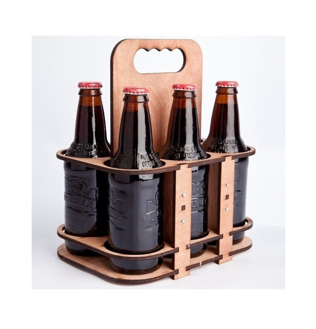 Laser Cut Six Pack Bottle and Can Holder, Beer Carrier, Wooden Handy ...