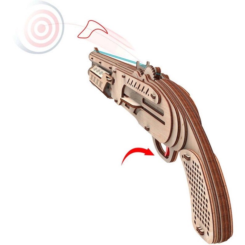 Laser Cut Wooden Pump Action Shotgun Rifle 3D Puzzle Model, Rubber Band ...