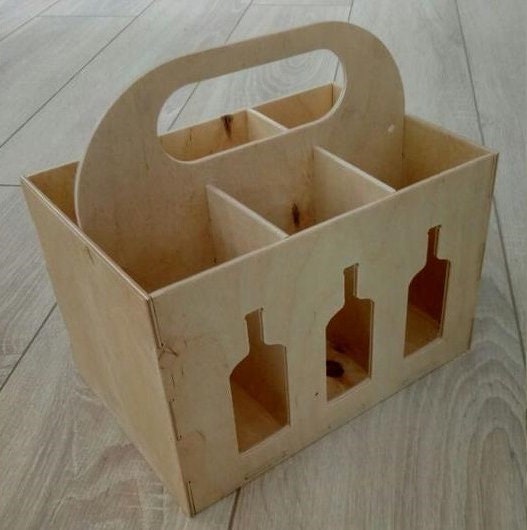 Six Bottle Beer Box Caddy Wine Box Bottle Holder Laser Cut CNC Vector ...