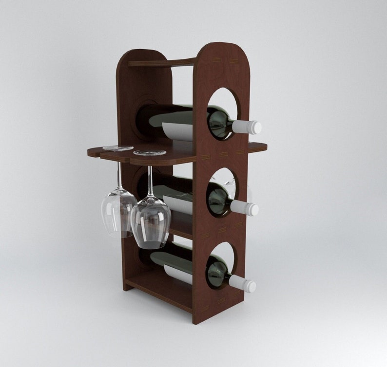 Modern Wine Rack and Glasses Holder Glowforge Cut SVG, DXF, Three ...