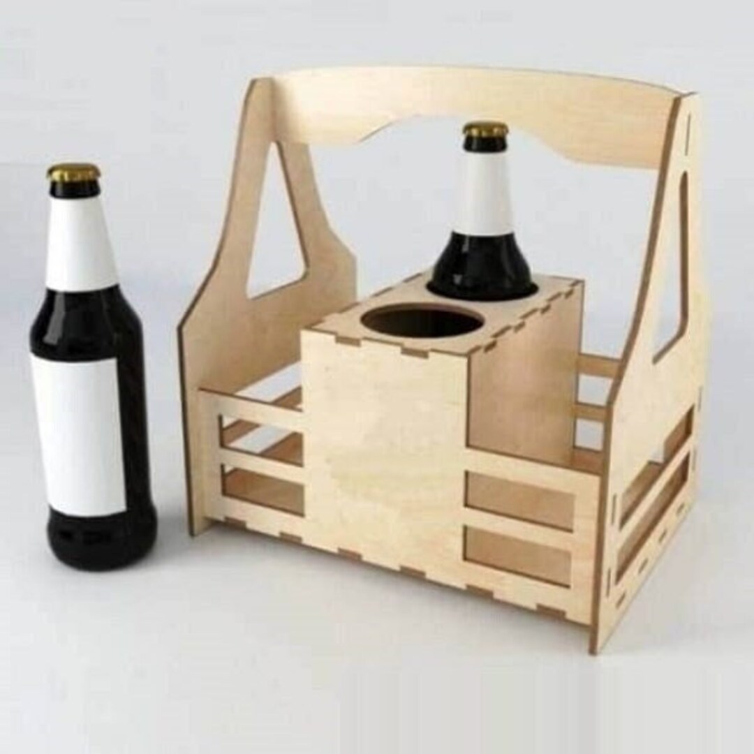Wooden Beer Basket Beverage Holder Picnic Bottle Carrier Layout Digital ...