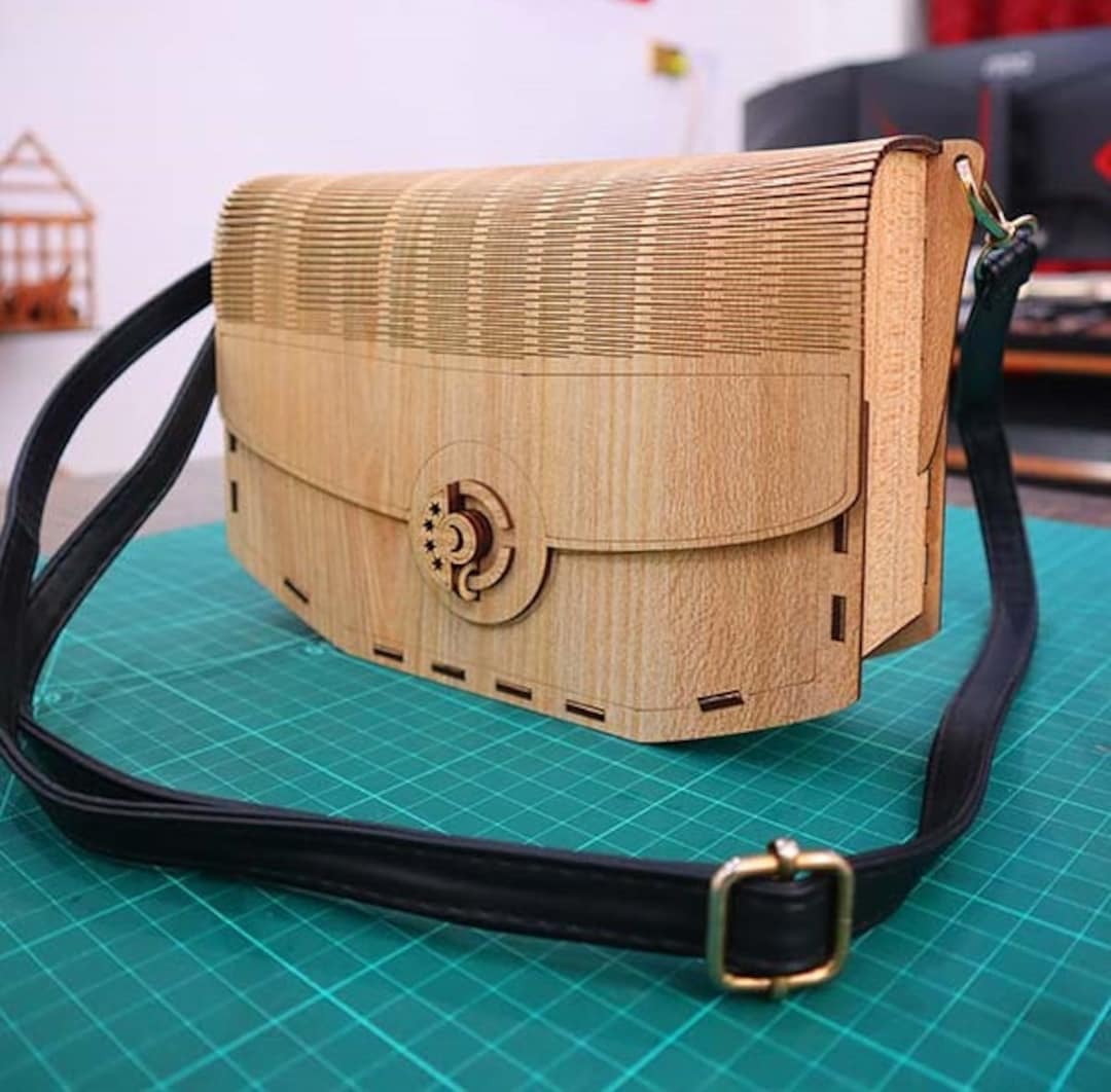 Laser Cut Wooden Clutch Bag, Stylish Glowforge Handbag Circut, Designer ...