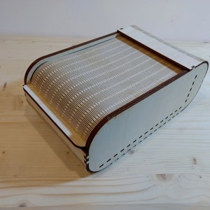 Laser Cut Wooden Roll Top Box, Storage Plywood Slider Top Container ...