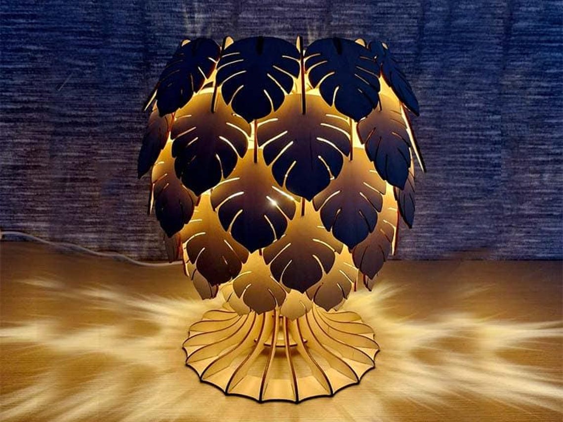 Beautiful Wooden Night Lamp, Decorative Laser Cut Desktop Lamp Design ...