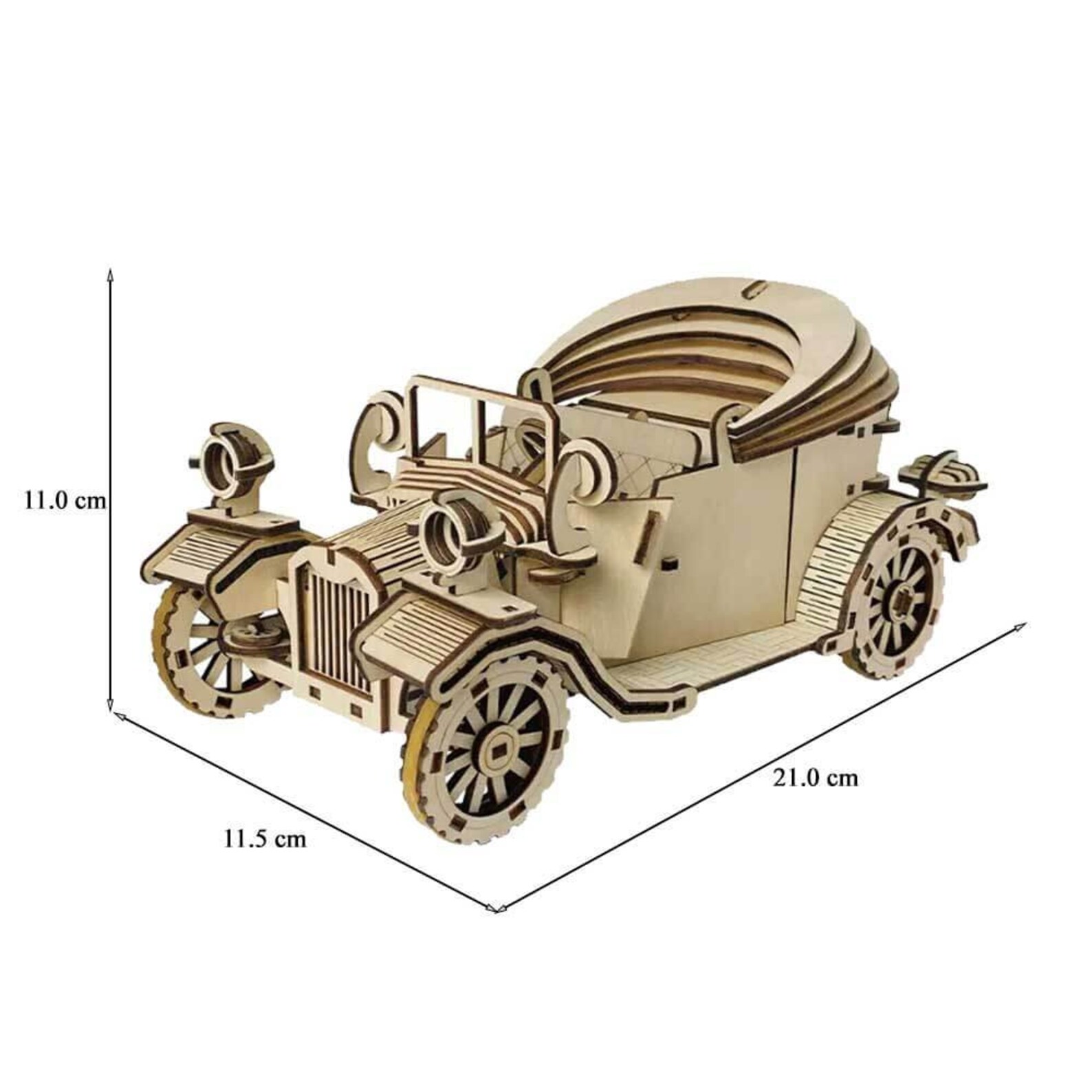 Classic Wooden Retro Car 3D Puzzle Model Kit With Assembly Instructions ...