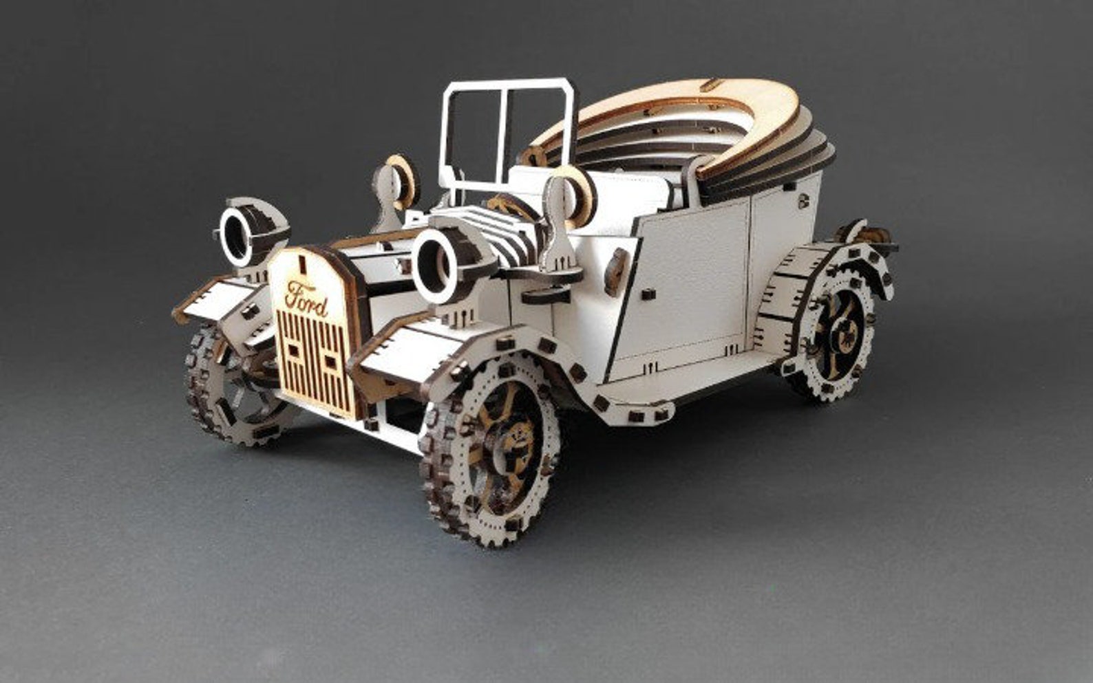 Classic Wooden Retro Car 3D Puzzle Model Kit With Assembly Instructions ...