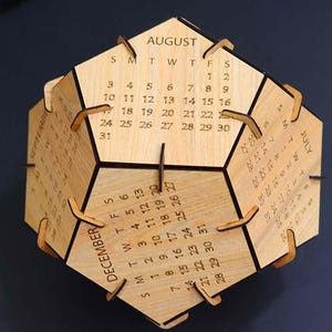 Laser-cut Wooden Pentagon Shaped 2025 Calendar, Unique Plywood ...