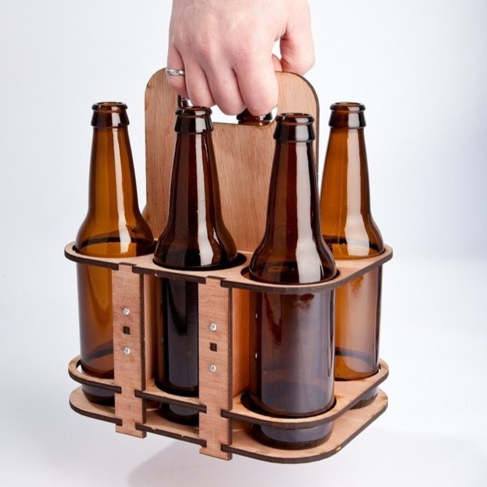 Laser Cut Six Pack Bottle and Can Holder, Beer Carrier, Wooden Handy ...