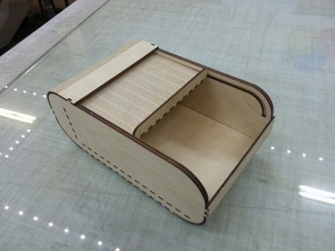 Laser Cut Wooden Roll Top Box, Storage Plywood Slider Top Container ...