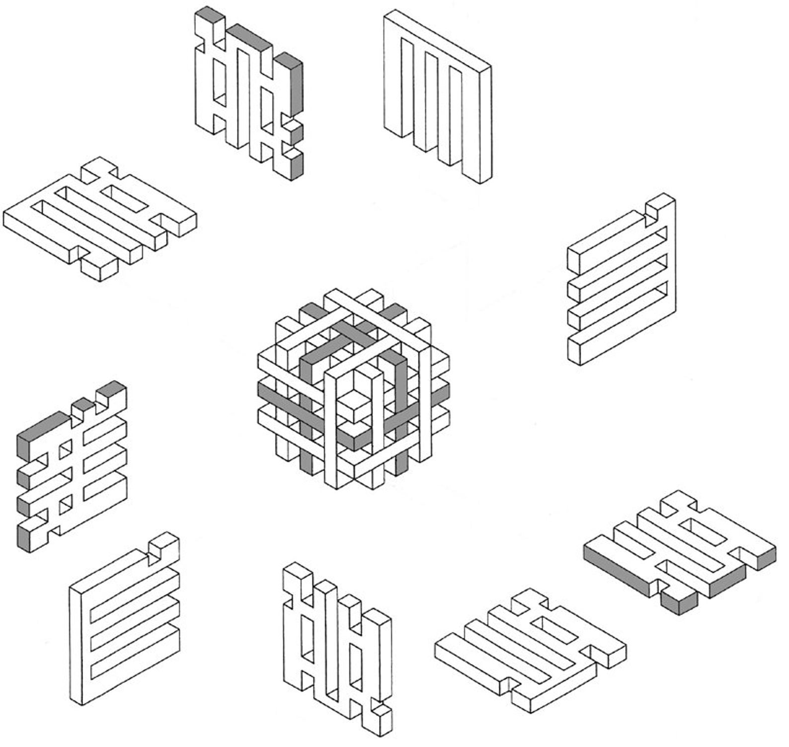 Wooden Nine Piece Cube Puzzle Laser Cut 3D Puzzle Kids Toy Vector ...