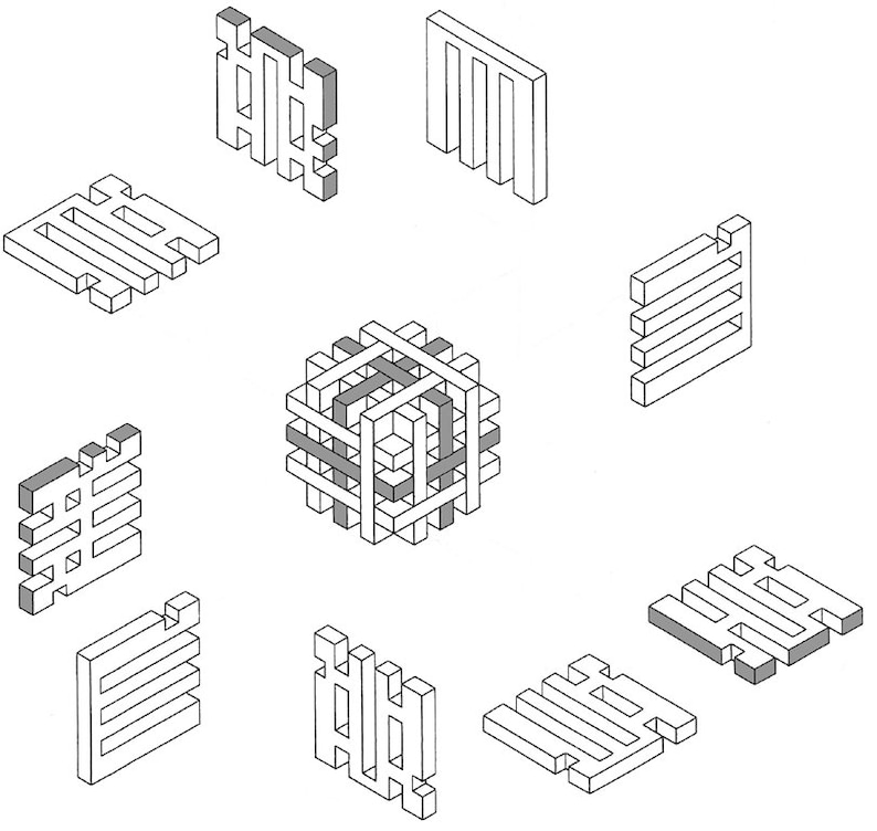 Wooden Nine Piece Cube Puzzle Laser Cut 3D Puzzle Kids Toy Vector ...